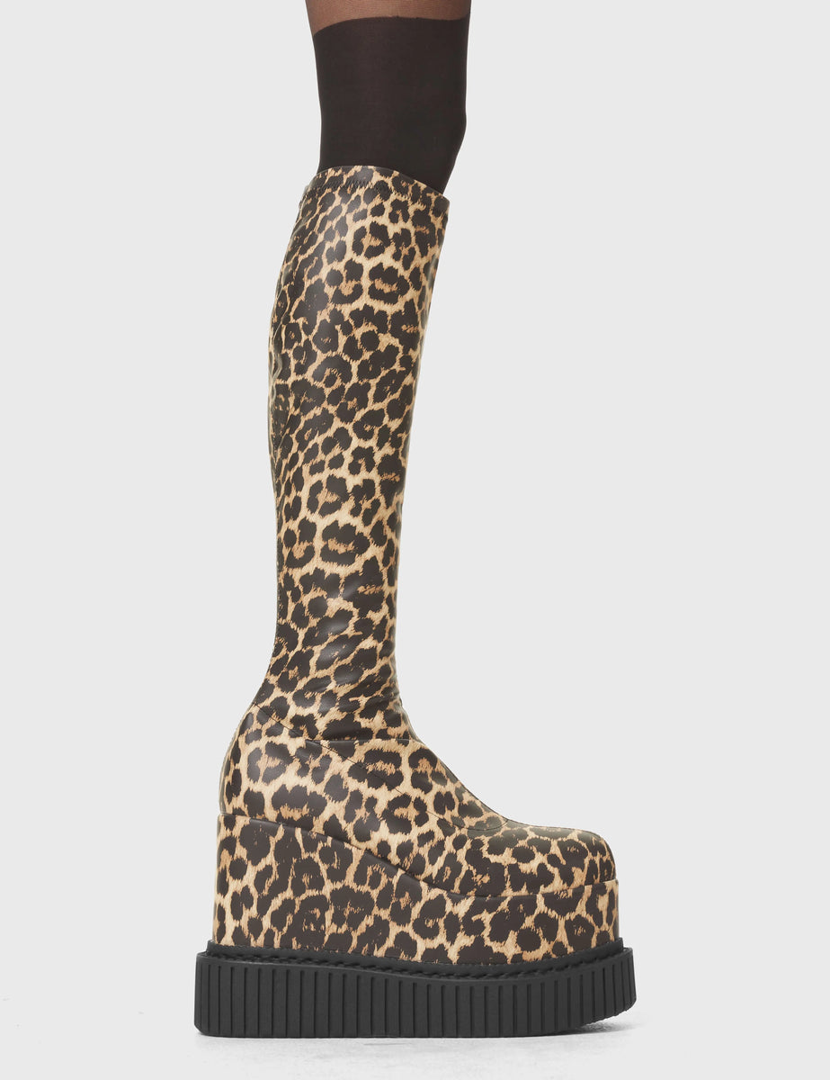 You're Wild Chunky Platform Creeper Knee High Boots - LAMODA
