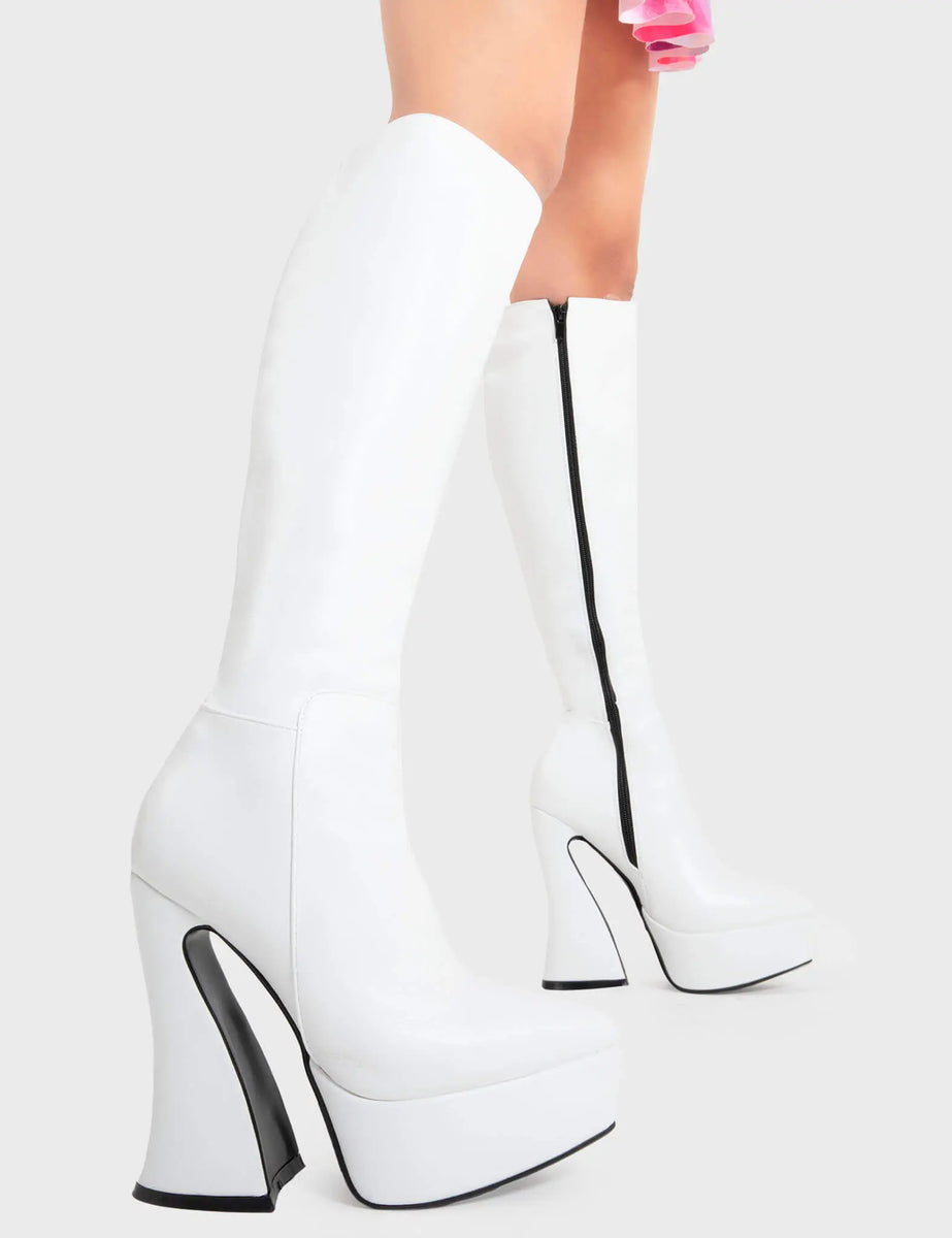 Money Moves Platform Knee High Boots - LAMODA